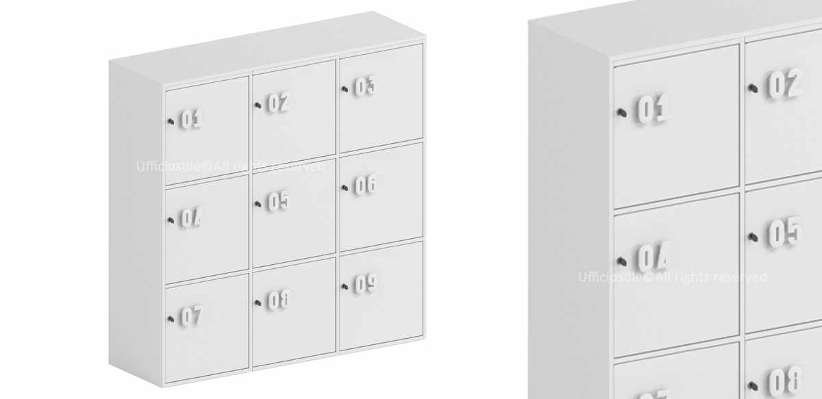 Mobili per ufficio - Armadietti lockers 3x3 con serratura