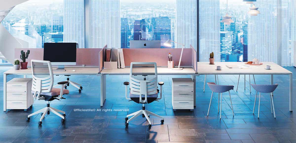 Office furniture - Bench with 4 workstations and meeting table