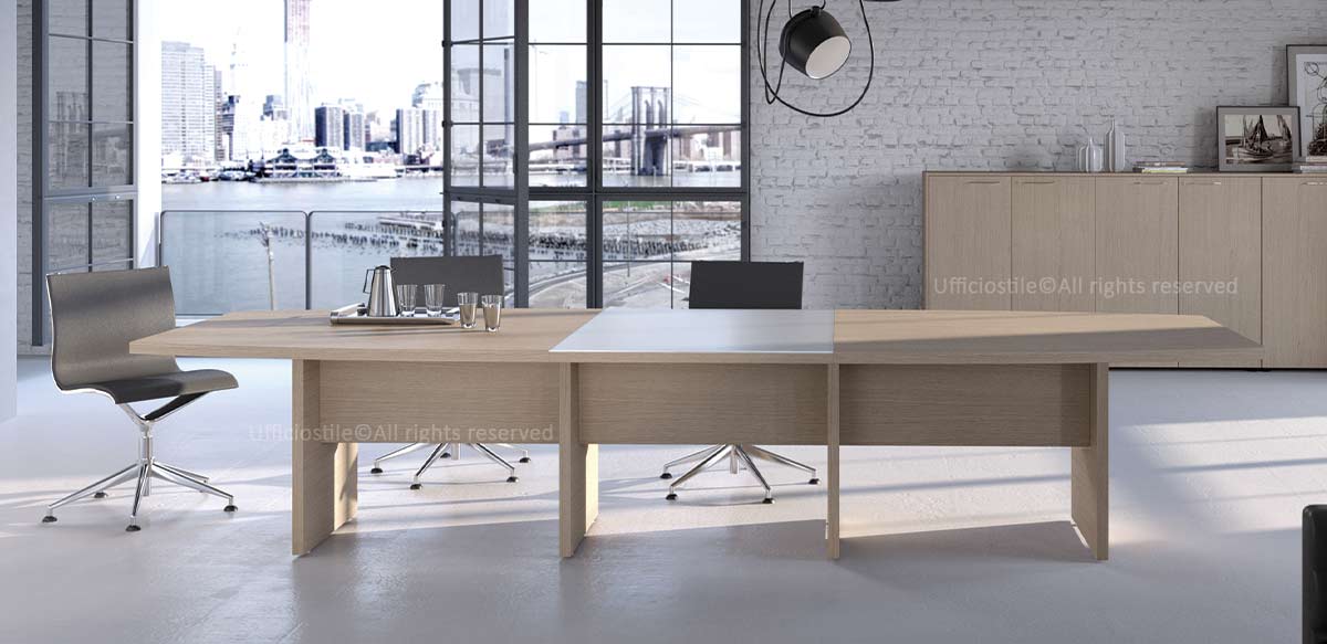 Meeting table, 370 cm with glass insert.