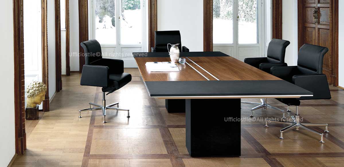 Office furniture - 240 cm Meeting Table with Leather Terminals