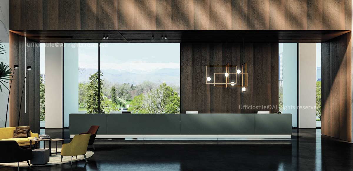 Bancone reception cm.400 con mensole lineari